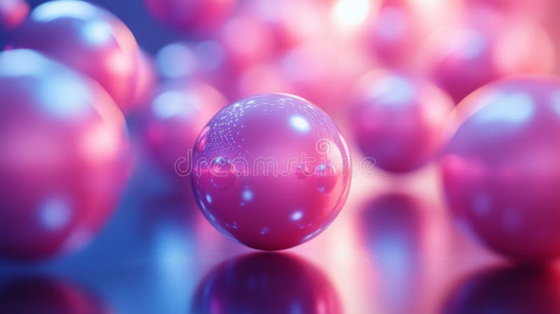 Colorful Pink Spheres Reflecting Light in a Soft, Blurred Background ...