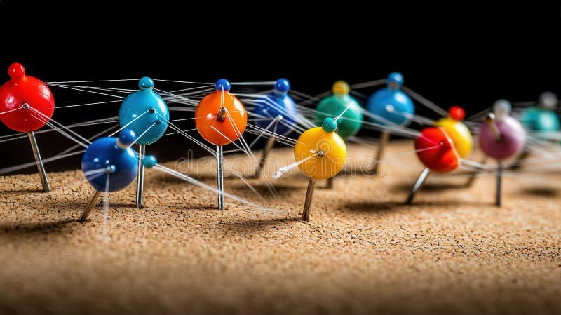 Colorful Pins Connected by Threads Creative Workspace Visual ...
