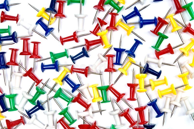 Colorful Pins Over the White Background Stock Image - Image of button ...