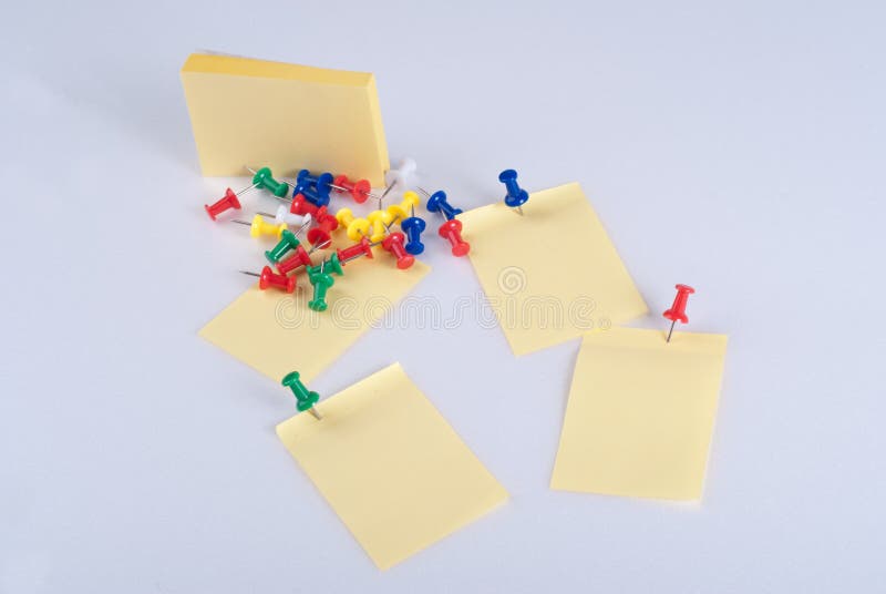 Colorful Pins and Yellow Note Stock Image - Image of noticeboard ...