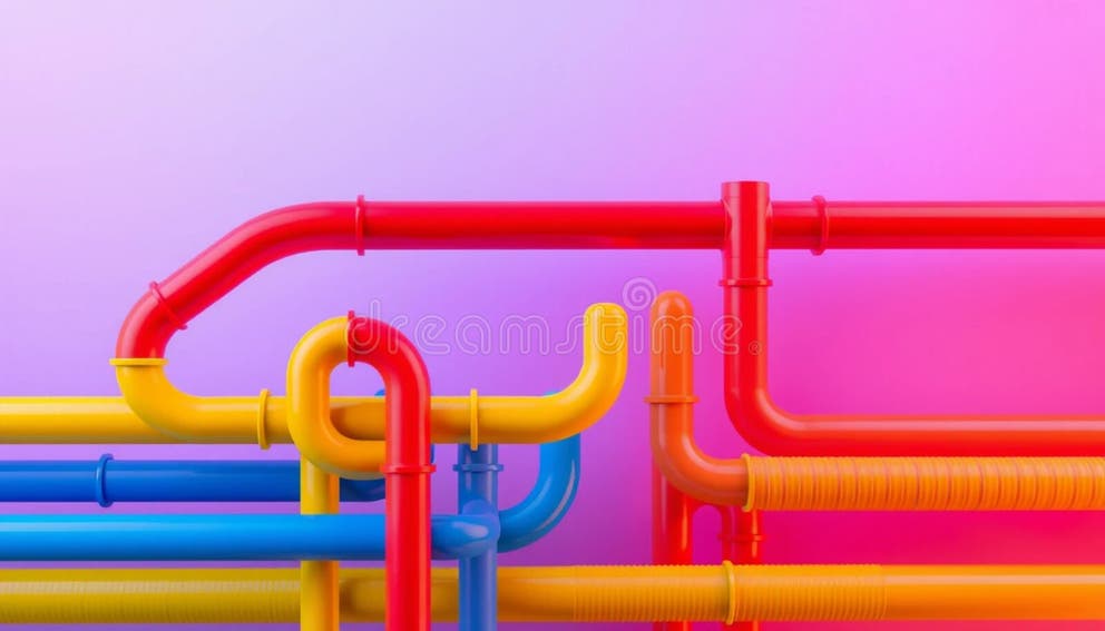 Colorful Pipeline System Illustration on Gradient Background for ...