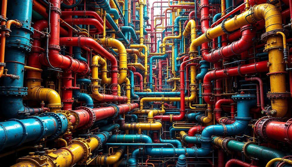 Colorful Pipes: Abstract Industrial Network (Generative AI Stock ...