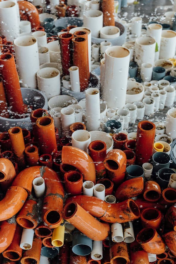 Colorful Pipes Arranged with Water Inside Stock Image - Image of blue ...