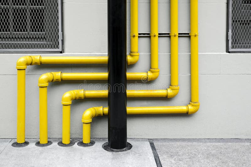 Colorful of Pipes Under the Modern Building Stock Photo - Image of fuel ...