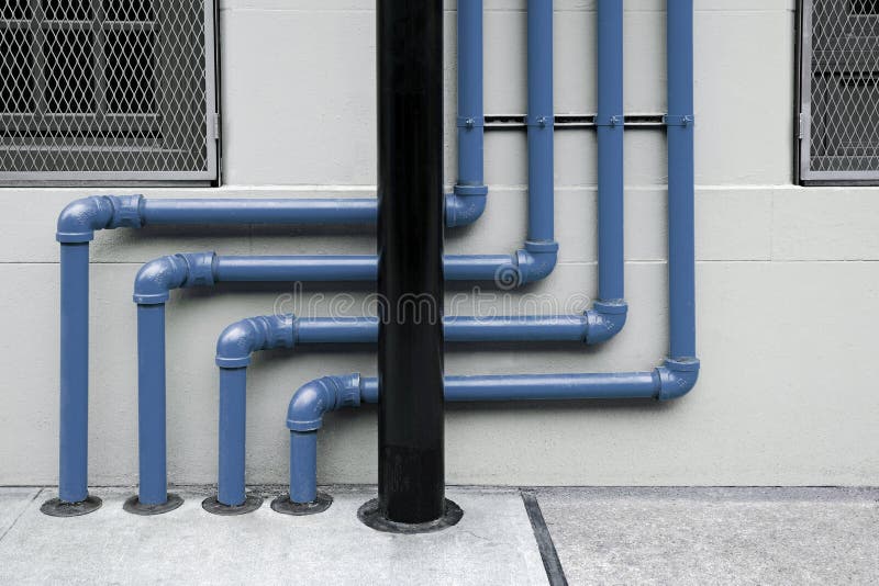 Colorful of Pipes Under the Modern Building Stock Image - Image of heat ...