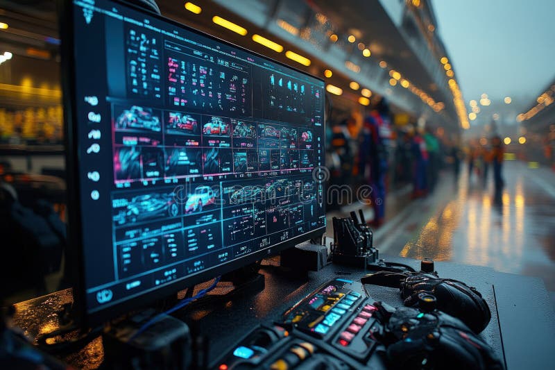 A Colorful Pit Display Board at a Motorsport Event, Vibrant and ...