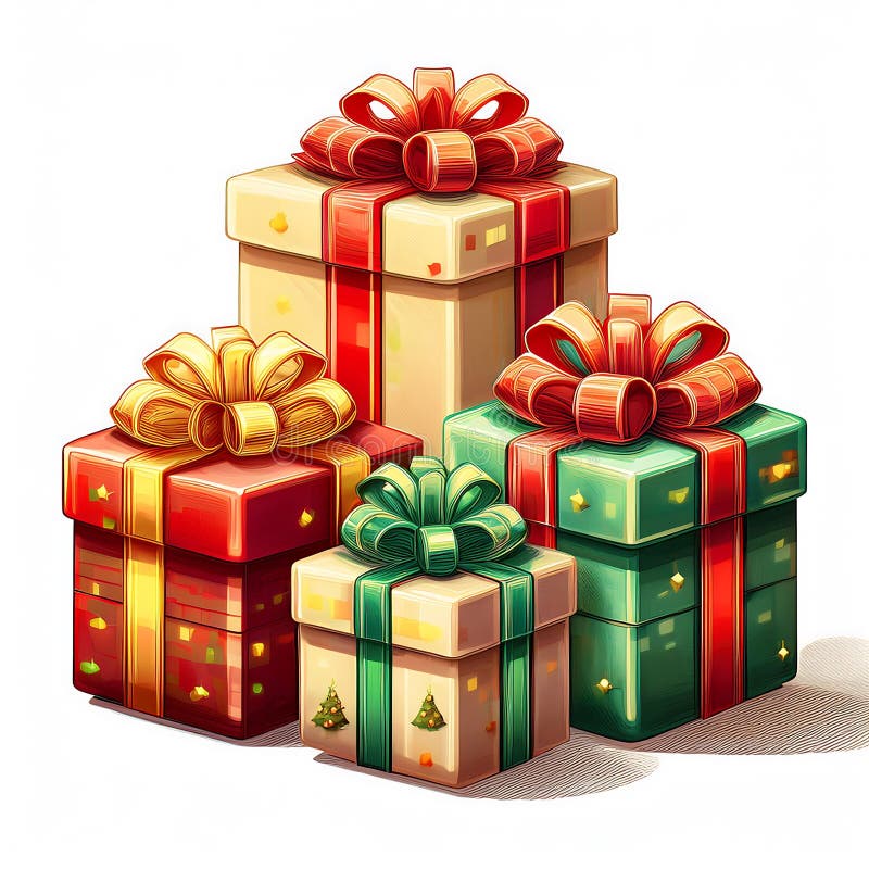 Colorful Pixel Art Gift Boxes in Various Sizes Adorned with Bows and ...