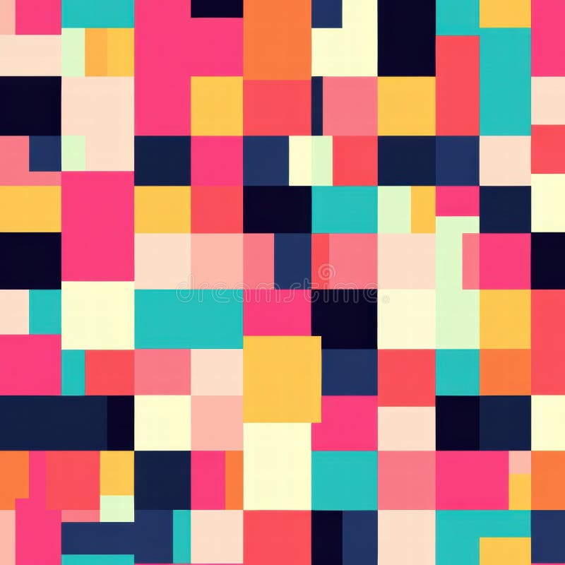 Colorful Pixel Art Inspired Seamless Pattern Features Vibrant Blocks ...