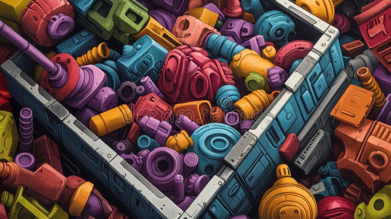 Colorful Pixel Art Machine Parts in a Box Stock Illustration ...