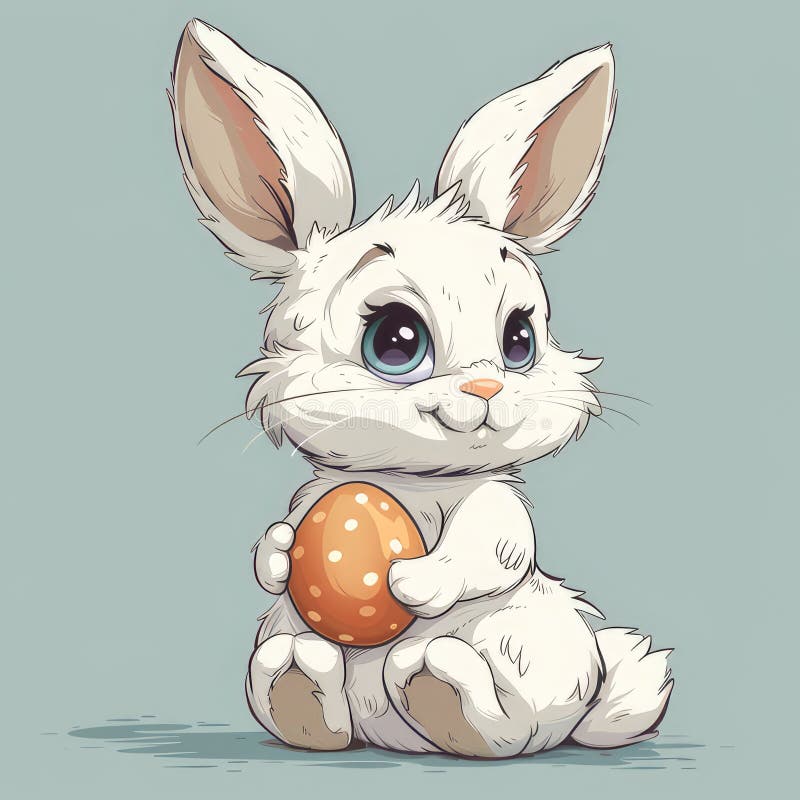 A Beautiful Pixel Art Portrayal of a Cute White Rabbit Holding an Egg ...