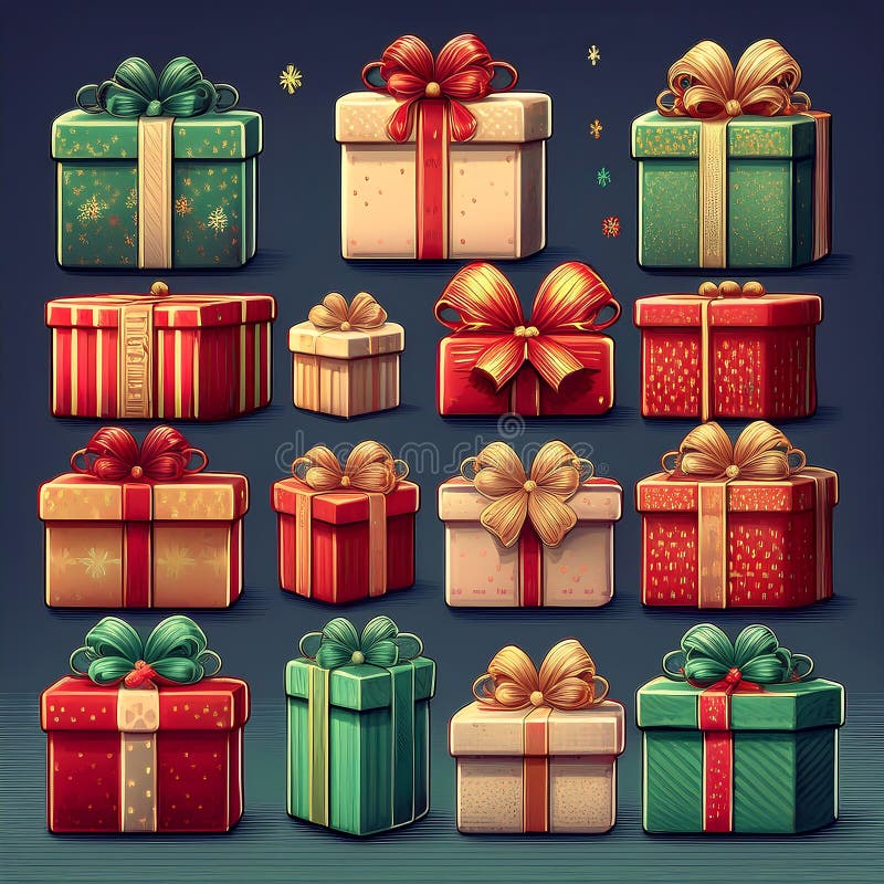 Colorful Pixel Art Representations of Holiday Gift Boxes Featuring ...