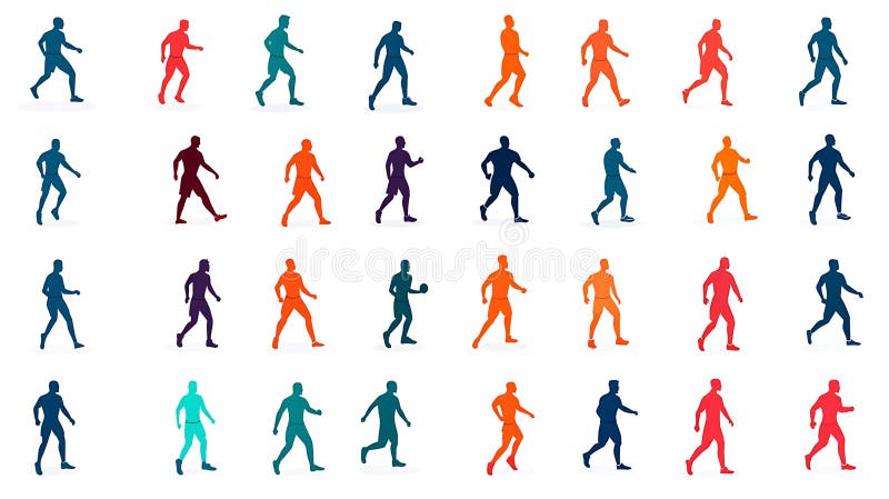 Colorful Pixel Art Walking Figures Animation Spritesheet Stock ...