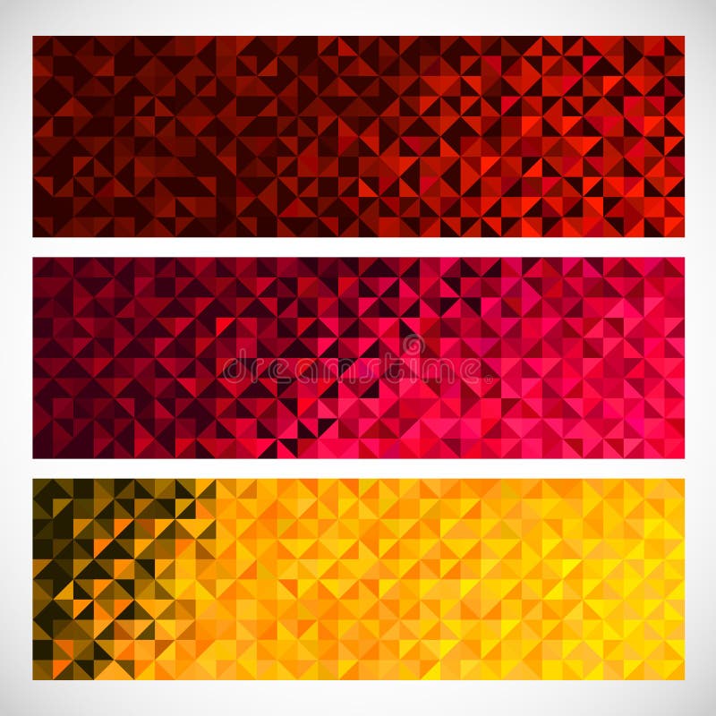 Colorful Pixel Background. Vector Set of Abstract Mosaic Banners. Stock ...