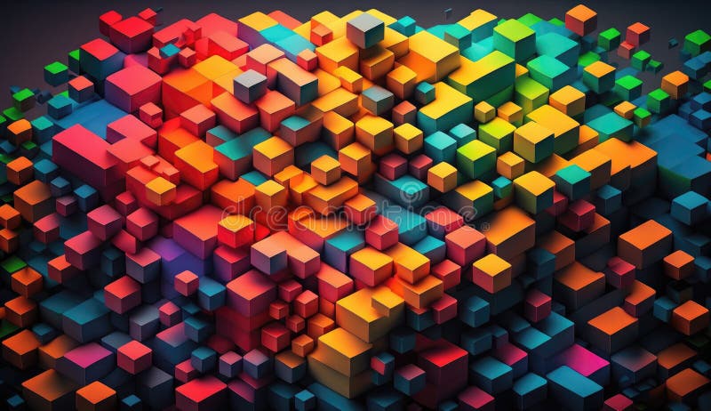 Colorful Pixel D Background, Top View. Generative AI Stock Illustration ...