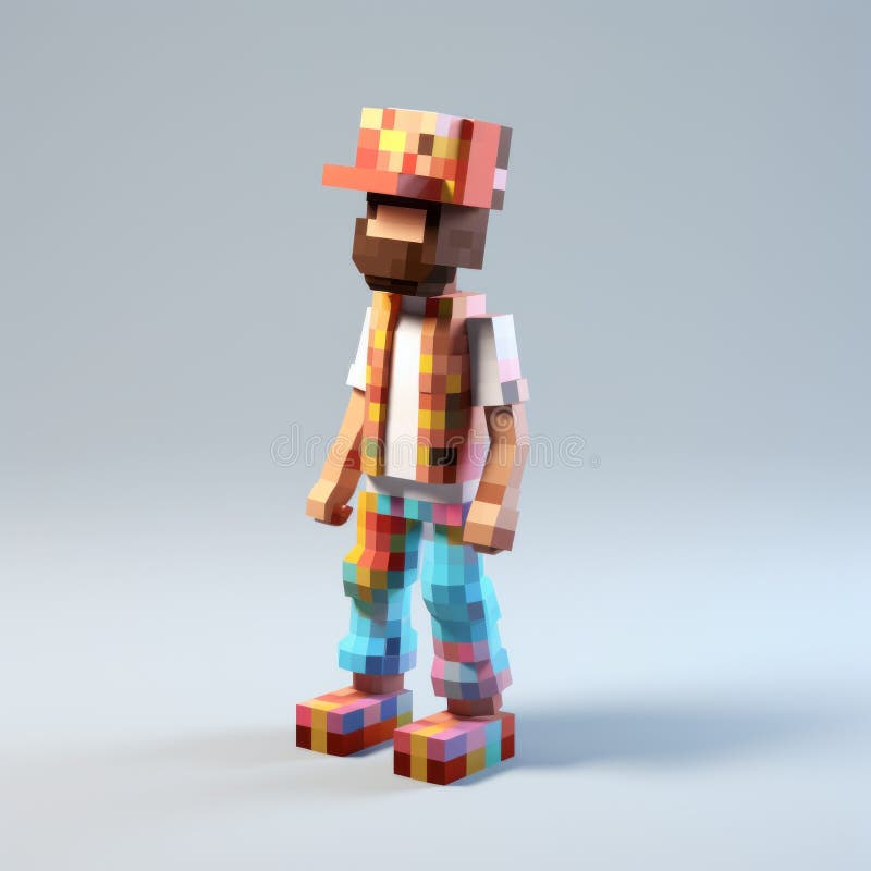 Colorful Pixel Figure with Vray Style Shoes and Cap Stock Illustration ...