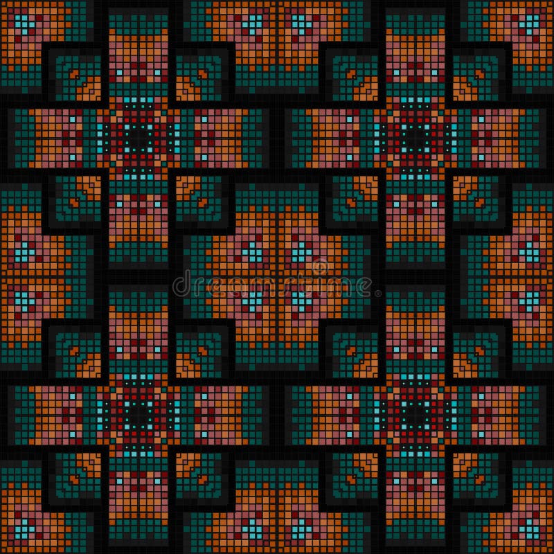 Colorful Pixel Seamless Pattern. Checkered Halftone Background. Modern ...