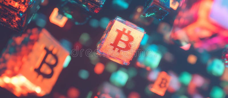 Colorful Pixelated Blockchain Blocks Create a Dynamic Digital Art ...