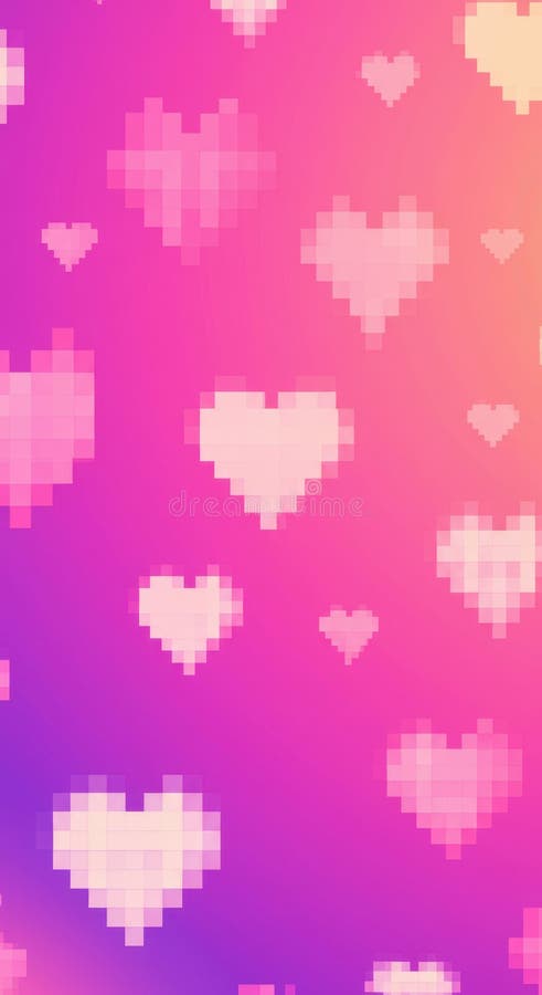 Colorful Pixelated Heart Pattern on Gradient Background Stock Image ...