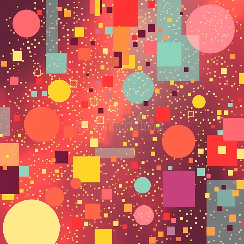 A Colorful Pixelated Pattern, a Busy and Energetic Design, Retro Style ...