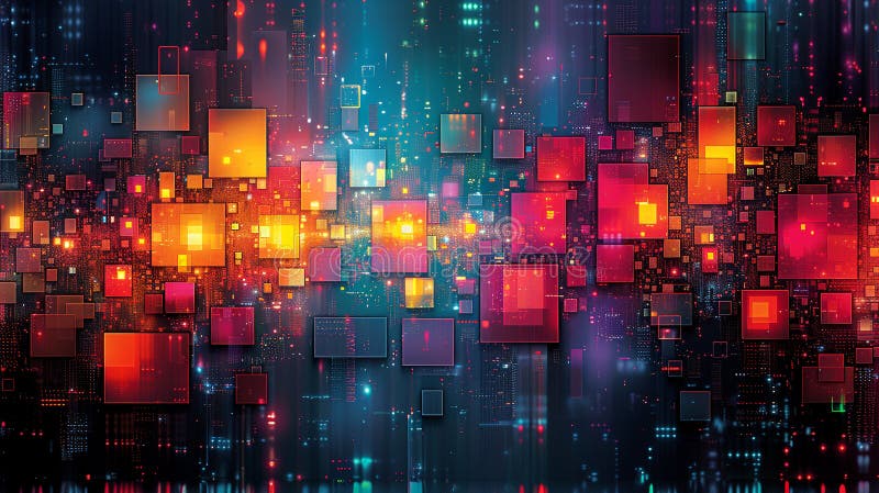 Colorful Pixelated Pattern for a 90s-Themed Party Bold Squares Merge ...