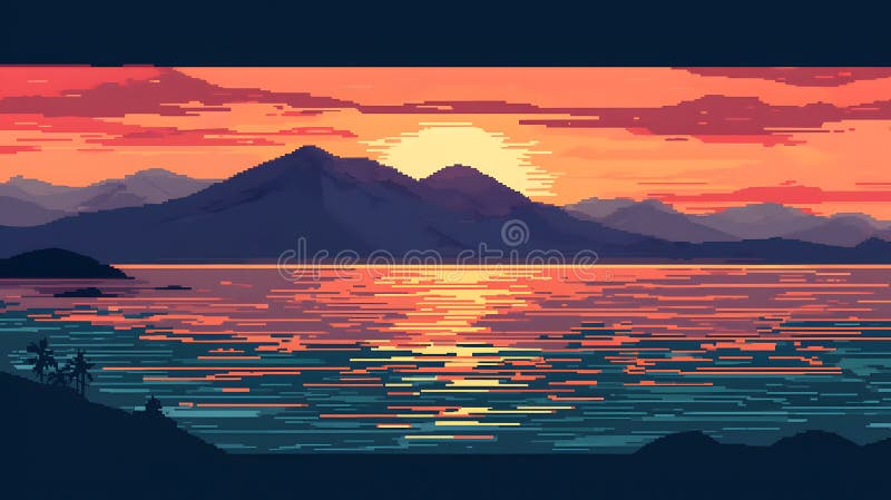 Pixelated Sunset Over Mountains Stock Photos - Free & Royalty-Free ...