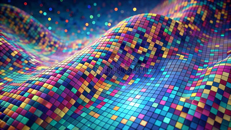 Colorful Pixelated Waves with 3D Texture Stock Illustration ...