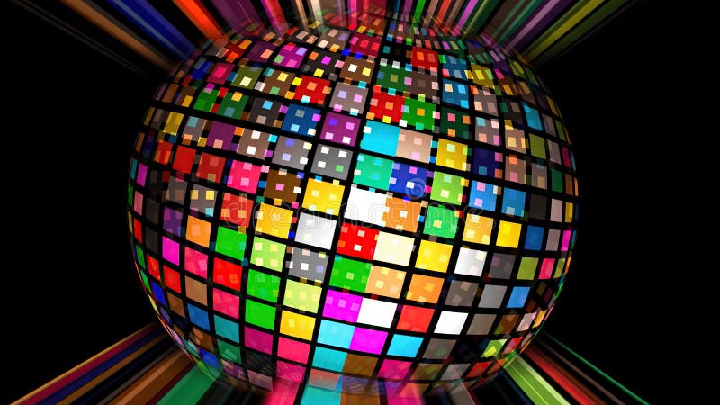 Colorful Pixels on Rotating Sphere Stock Illustration - Illustration of ...