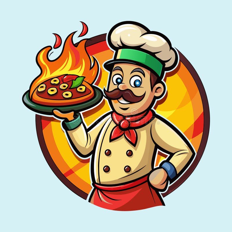A Colorful Pizza Chef Logo stock vector. Illustration of delicious ...
