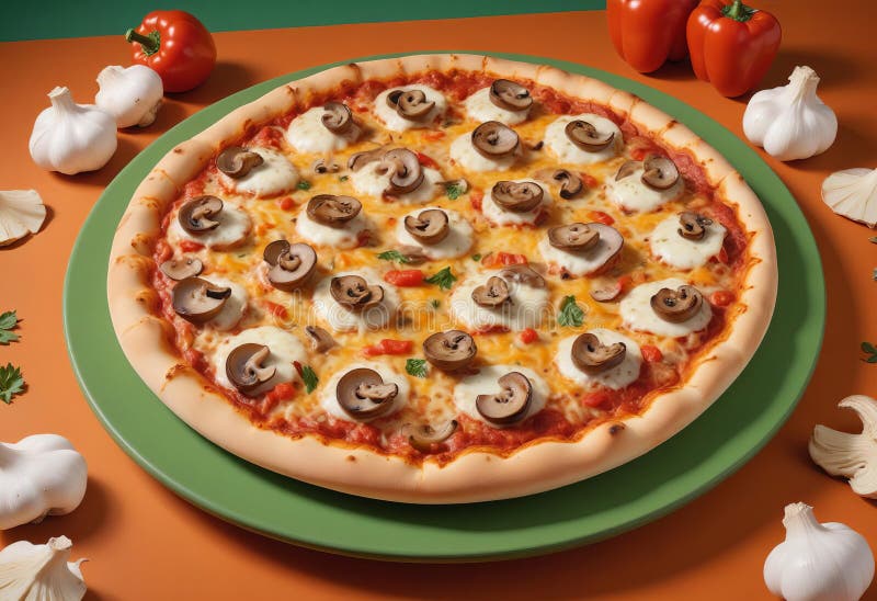 A Colorful Pizza with Various Toppings Stock Illustration ...