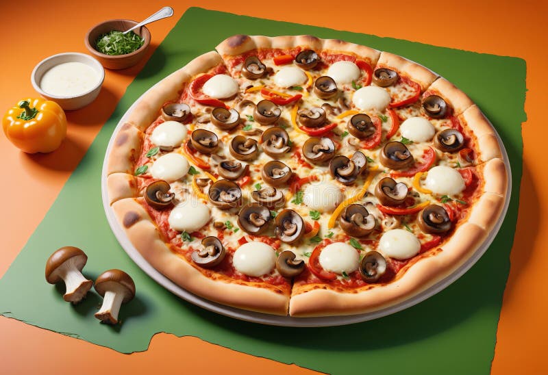 A Colorful Pizza with Various Toppings Stock Illustration ...