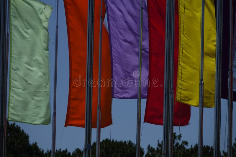 Colorful Plain Flag on Blue Sky Background Stock Photo - Image of blank ...