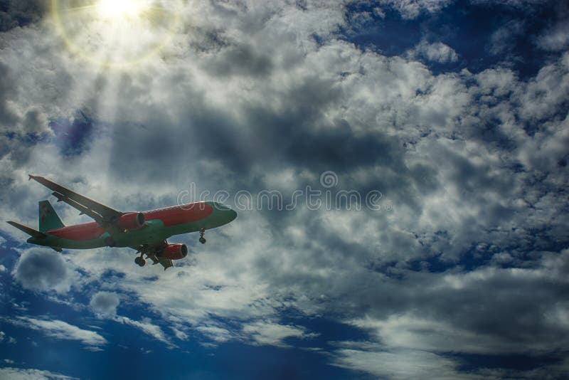 Colorful Red Plane in Flight Stock Photo - Image of colorful, flying ...