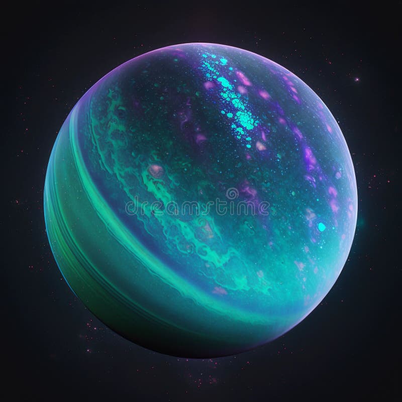 Colorful Planet Isolated on a Black Backdrop, AI-generated. Stock ...