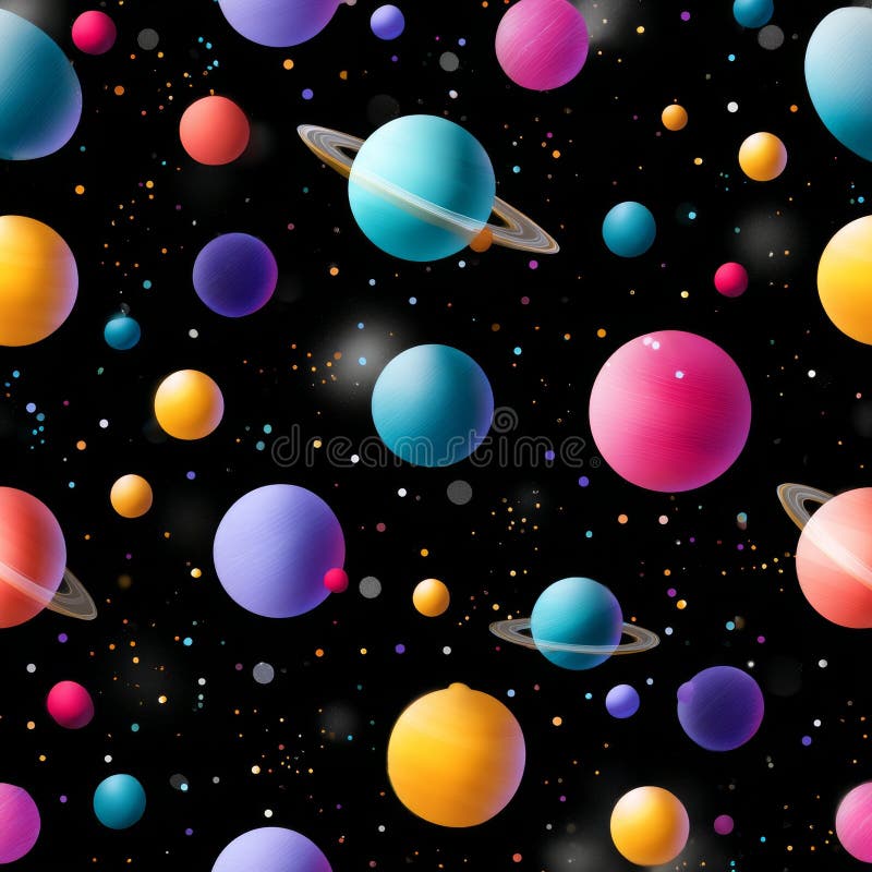 Colorful Planetary Pattern with Rings in Starry Space Stock Image ...