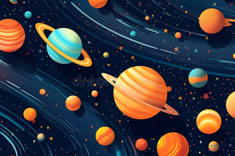 Colorful Planets Floating in Deep Space with Swirling Stars and Vibrant ...