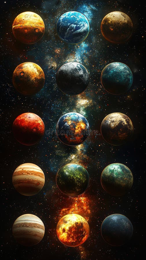 Colorful Planets in Galactic Alignment Stock Photo - Image of planets ...