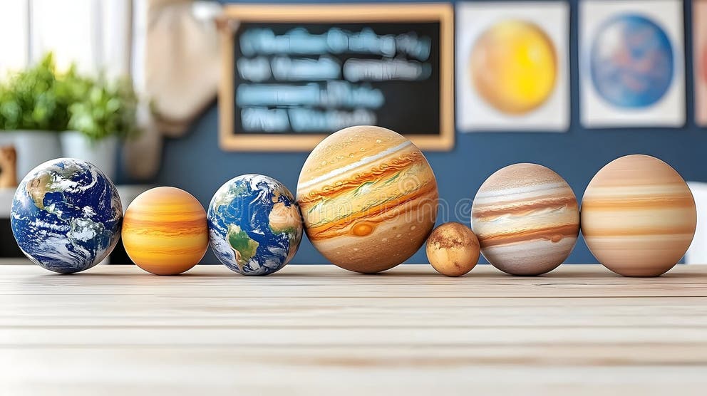 Colorful Planets Model Detailed Textures Educational Setting Stock ...