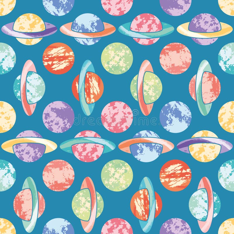 Colorful Planets Seamless Vector Pattern Stock Vector - Illustration of ...