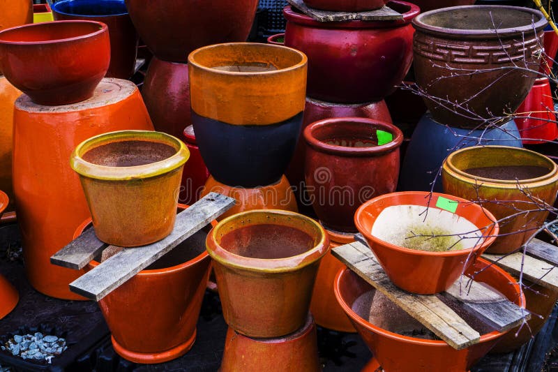 Colorful Plant Pots stock photo. Image of soil, gravel - 69068072