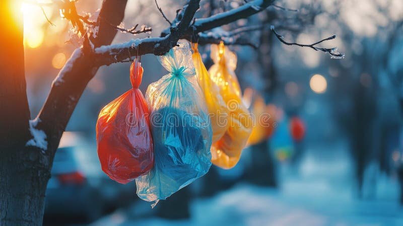 Colorful Plastic Bags Hanging Tree Branch Stock Photos - Free & Royalty ...