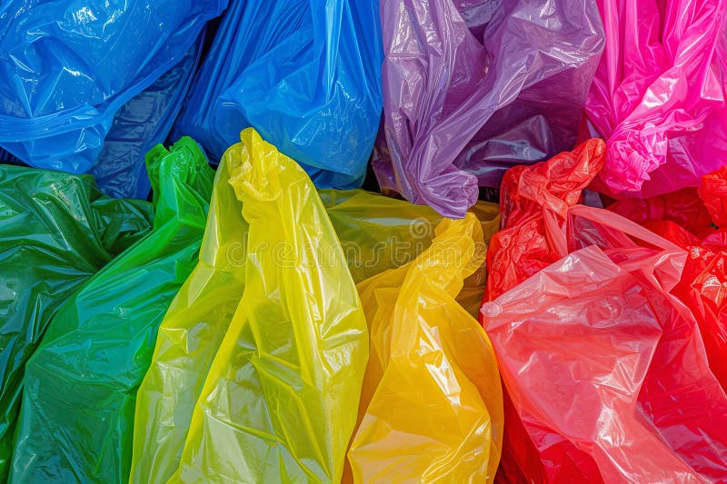 Colorful Plastic Bags Tied Up, Environmental Concern Concept Stock ...