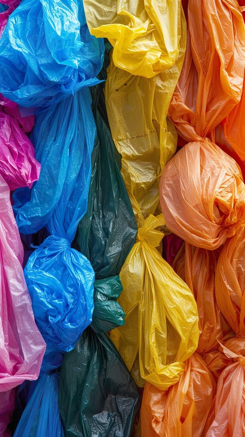 Colorful Plastic Bags Tied Up, Environmental Concern Concept Stock ...