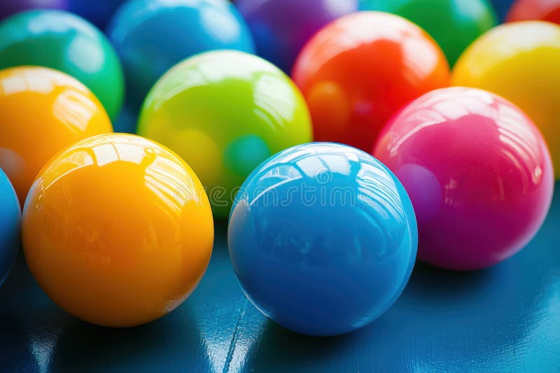 Colorful Plastic Balls in Various Shades Create Vibrant Display Stock ...