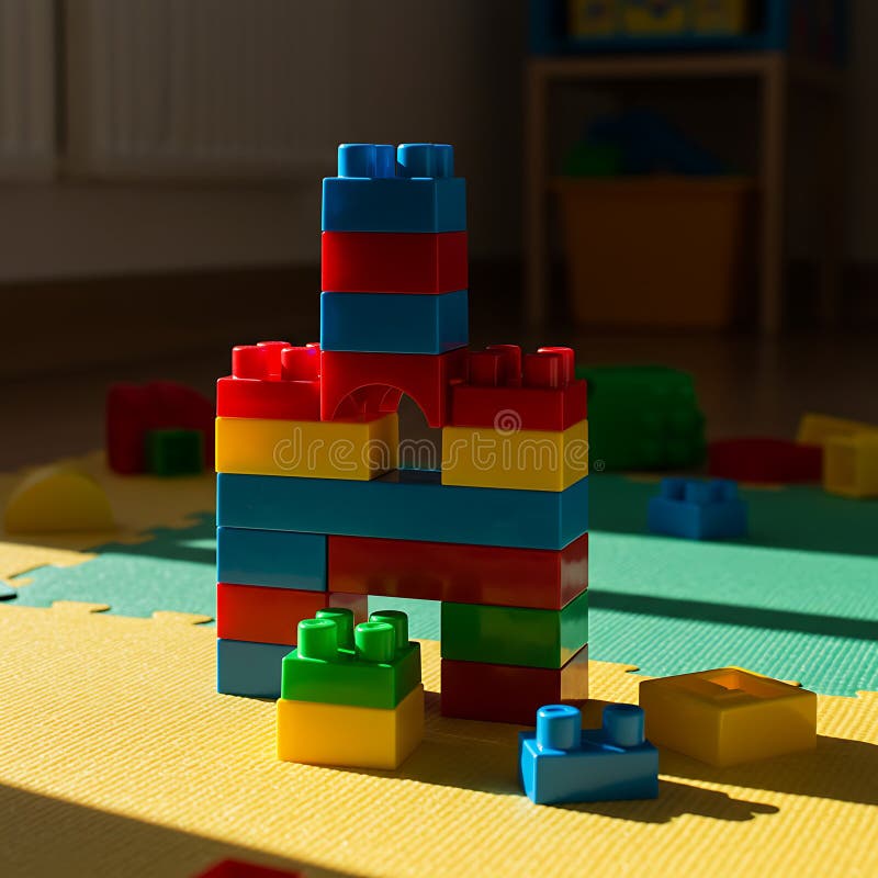 Colorful Plastic Blocks Castle: a Sunny Playtime Scene Stock Image ... Colorful Plastic Blocks Castle: a Sunny Playtime Scene Stock Image ...