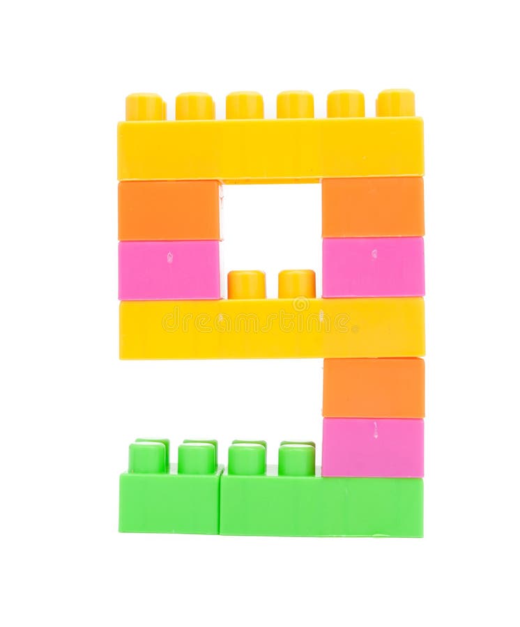 Colorful Plastic Blocks Forming the Number Nine Stock Image - Image of ...