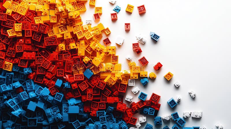 Colorful Plastic Blocks Scattered on White Background Stock ...