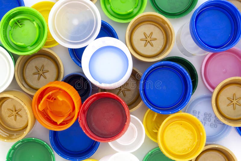 Colorful Plastic Bottle Caps Stock Photo - Image of industry, polythene ...
