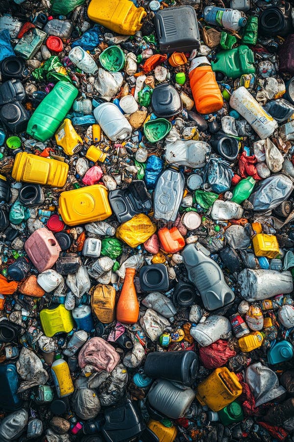 Colorful Plastic Bottles and Containers Litter the Ground, Mixed with ...