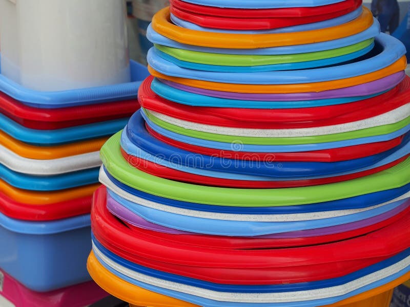 Colorful Plastic Bowls stock photo. Image of dishes, colorful - 52400926