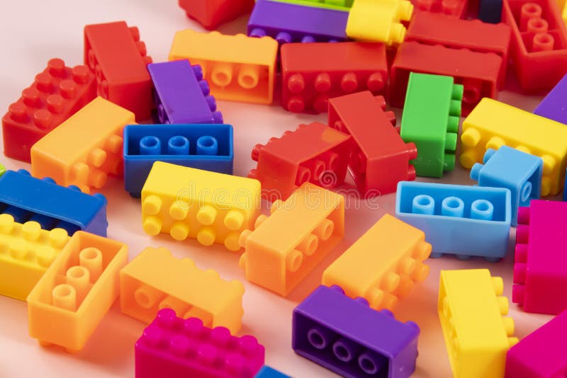 Colorful Plastic Building Block Patterns Isolated. Toy for Children ...